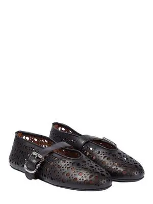 Alaïa Vienne Leather Ballet Flats - Black
