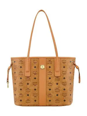 Mcm Liz Small Reversible Visetos Shopper Tote - Cognac