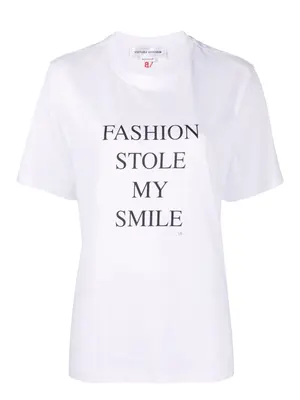 VICTORIA BECKHAM Victoria Beckham Slogan-Print Organic Cotton T-Shirt