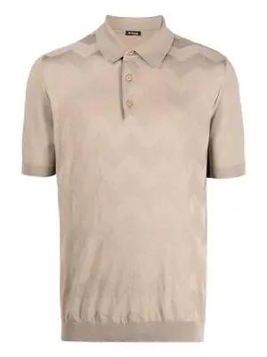 KITON Wave-pattern Short-sleeve Polo Shirt