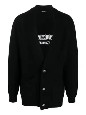 BALMAIN Balmain Logo Intarsia Knit Cardigan