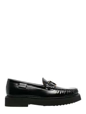 TOD'S Logo-plaque Leather Loafers - Black