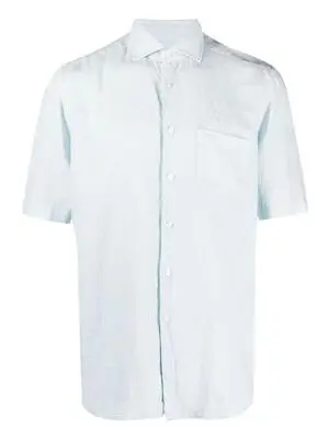 XACUS Short-sleeve Linen Shirt - Blue