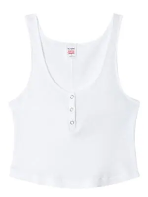 RE/DONE Cotton Henley Tank Top - White