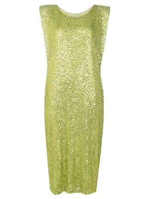 GLORIA COELHO All-over Sequin Midi Dress - Green