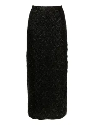 GLORIA COELHO Gloria Coelho High-Waisted Tinsel Midi Skirt