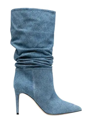Paris Texas 98mm Pointed-toe Denim Boots - Blue
