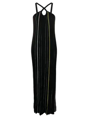 Sonia Rykiel Paris Striped Knitted Maxi Dress - Black