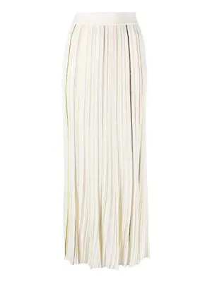 Sonia Rykiel Paris Striped Pleated Maxi Skirt - White