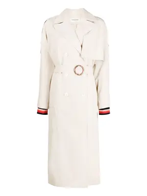 Sonia Rykiel Paris Stripe-detail Belted Trench Coat - Neutrals