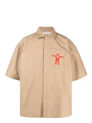 WALTER VAN BEIRENDONCK Star Logo-print Oversize Shirt - Brown