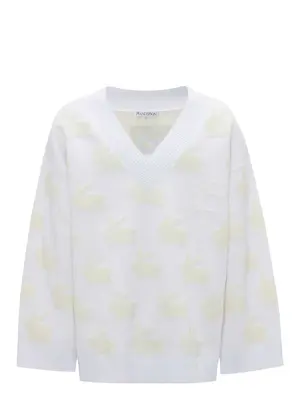 JW Anderson Bunny-print V-neck Jumper - White