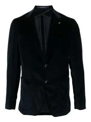 Tagliatore Logo-plaque Velvet Blazer - Blue