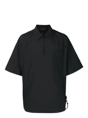 SONGZIO Logo-embroidered Zip-up Polo Shirt - Black