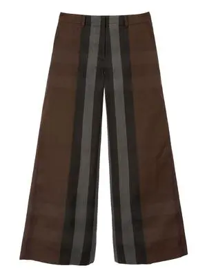 Burberry Check-pattern Wide-leg Trousers - Brown