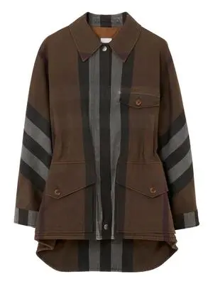 Burberry Check-print Long-sleeved Parka - Brown