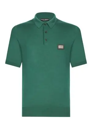 Dolce & Gabbana Logo-tag Virgin-wool Polo Shirt - Green