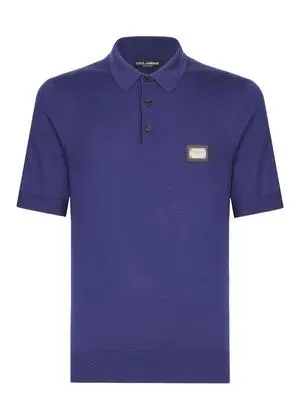 Dolce & Gabbana Logo-tag Virgin-wool Polo Shirt - Blue