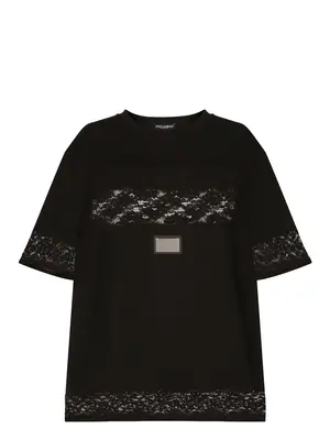 Dolce & Gabbana Lace-embellished T-shirt - Black