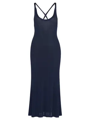 PRADA Prada Silk Ribbed Tank Midi Dress