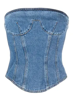 Magda Butrym Strapless Denim Corset Top - Blue
