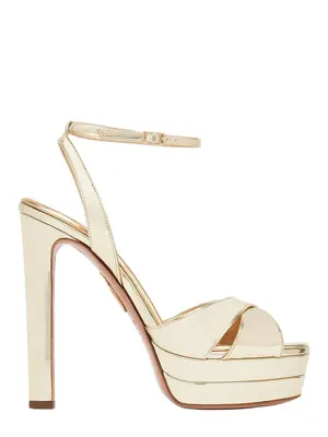 AQUAZZURA Divine Plateau 130mm Platform Sandals - Gold