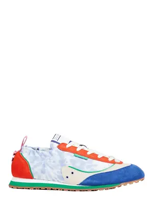 Zimmermann Tie-dyed Twill And Suede Sneakers - Blue
