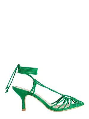 Iris & Ink Iris & Ink Farah Metallic Leather Sandals Green