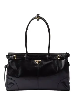 Prada Prada Large Leather Handbag Black
