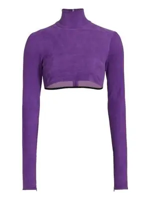 LAQUAN SMITH Suede Turtleneck Crop Top