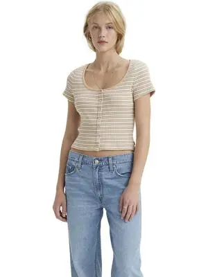LEVI'S Short Sleeve Britt Snap Front Top - Pebble