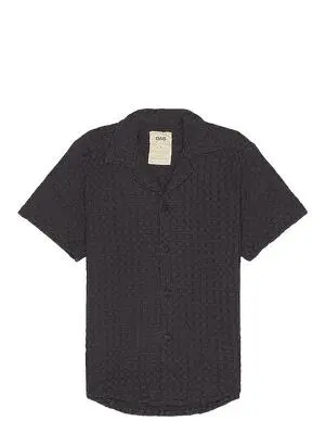 Oas Cuba Waffle Shirt In Black - Nearly Black