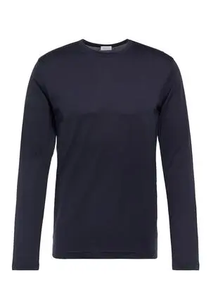 Sunspel Classic Long Sleeve Cotton T-shirt - Blue