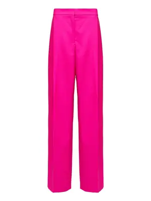 Oscar De La Renta Pleated High-rise Wool And Mohair Pants - Pink
