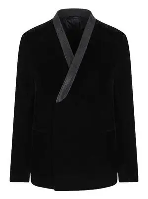 Giorgio Armani Double-breasted Giorgios Jacket In Stretch Velvet - Black