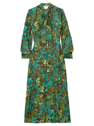 Max Mara Calate Printed Silk-twill Midi Dress - Green