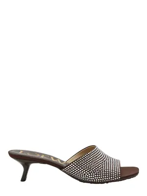 Loewe Petal Strass Kitten-Heel Mule Sandals Shitake