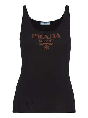 PRADA Prada Logo-Print Knit Tank Top