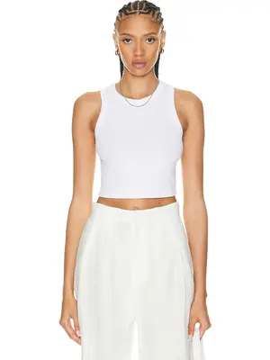 Enza Costa Stretch Silk Knit Cropped Tank Top - White