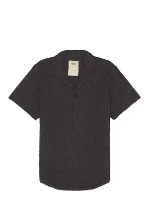 Oas Cuba Waffle Shirt In Black - Nearly Black