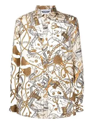 Moschino Graphic-print Silk Shirt - Neutrals