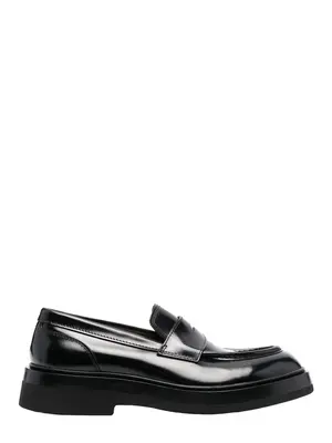 Santoni Patent-finish Leather Loafers - Black
