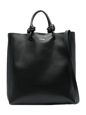 JIL SANDER Knot-detail Leather Tote Bag - Black