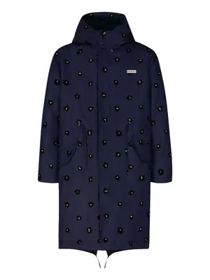 Marni Floral Print Parka Coat - Blue