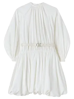 JIL SANDER Puffball Belted Mini Dress - White