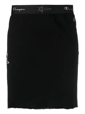 Rick Owens Logo-embroidered Straight Skirt - Black