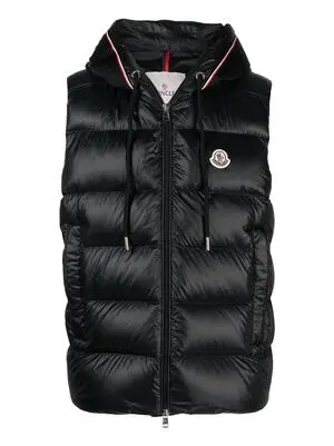 Moncler Logo Patch Quilted Hooded Gilet - Black