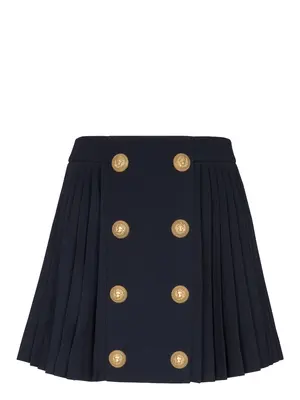 Balmain Button-detail Pleated Mini Skirt - Black