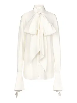 Nina Ricci Pussy-bow Silk Shirt - White