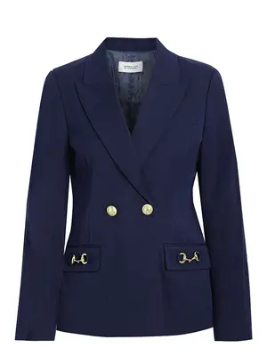 Derek Lam 10 Crosby Cerys Double-breasted Cotton-blend Twill Blazer - Navy